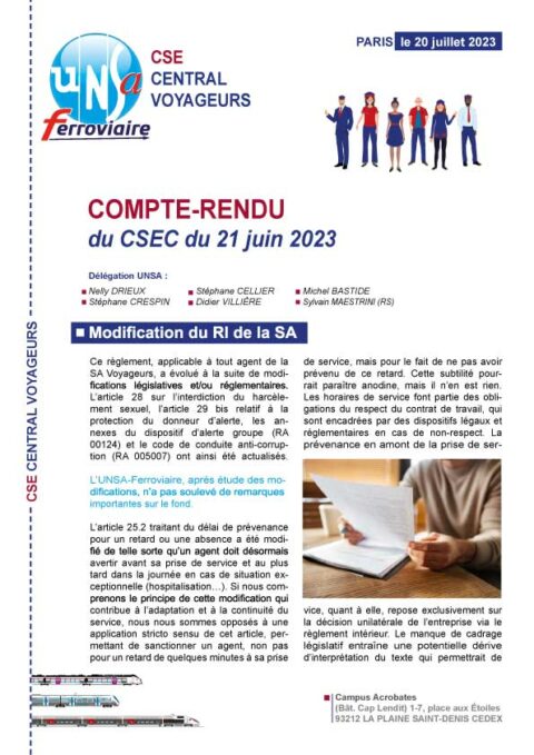 UNSA CSEC Voyageurs juin 2023