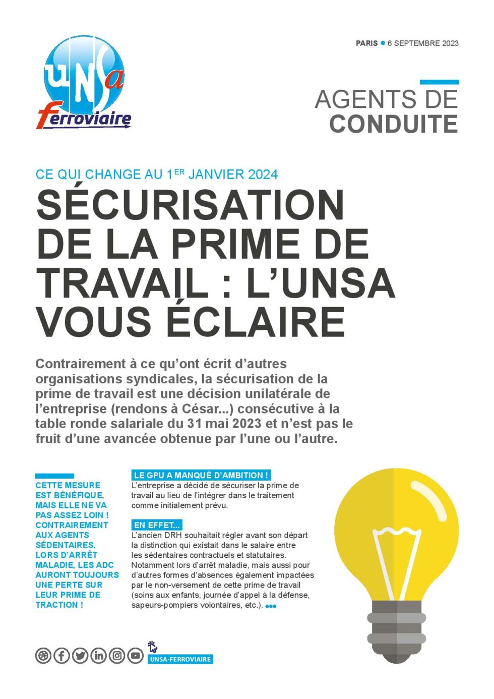 Agents de conduite : sécurisation de la prime de travail