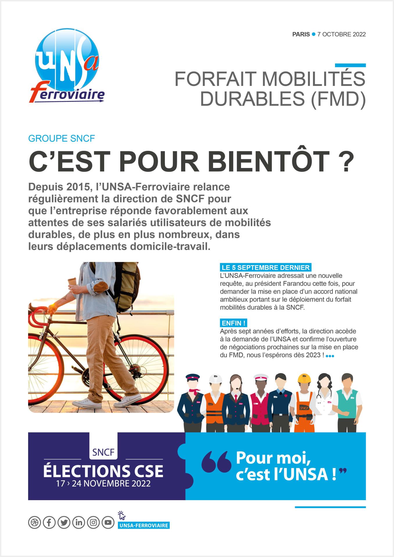 Forfait mobilités durables (FMD) - UNSA-Ferroviaire