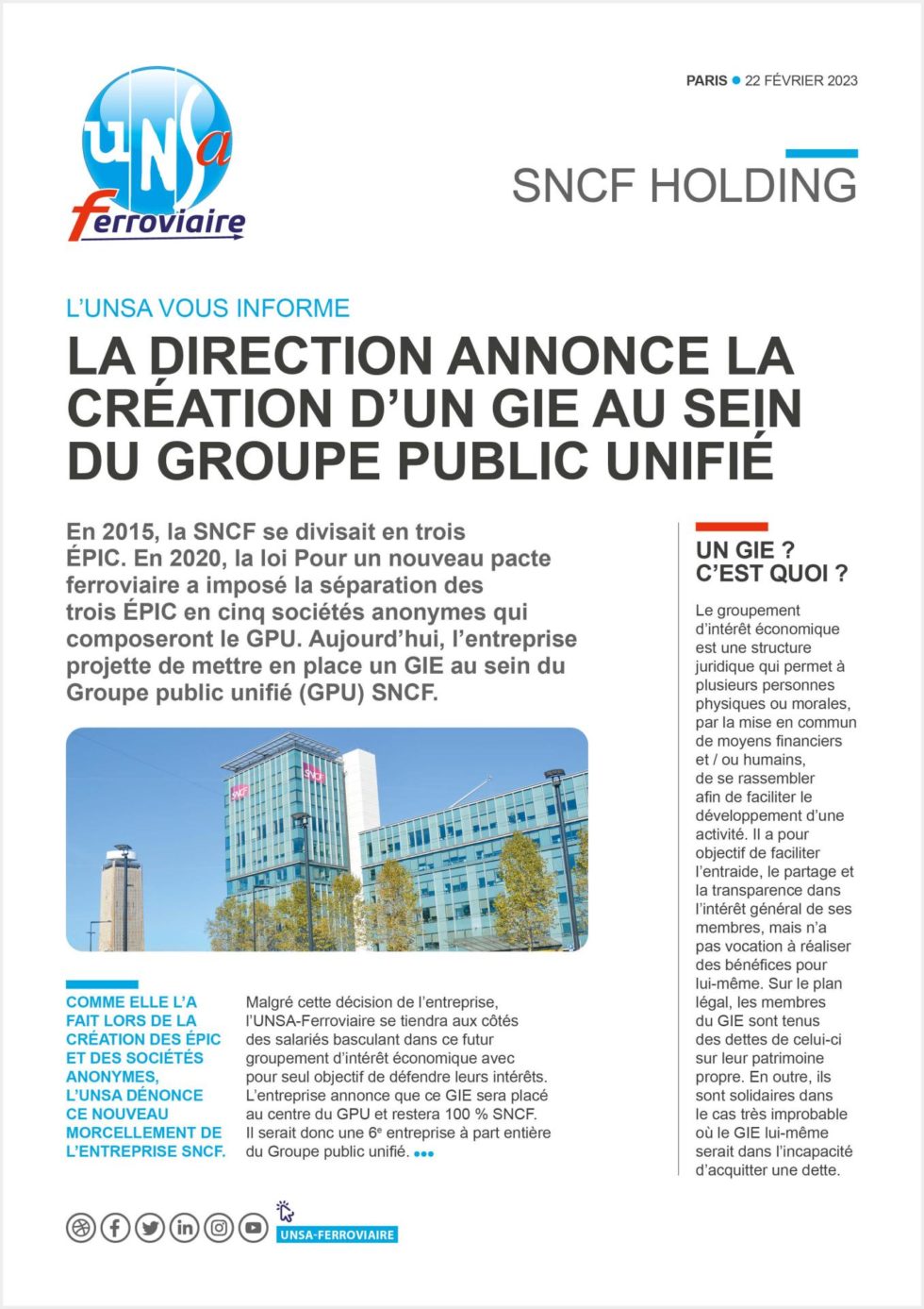 SNCF Holding - UNSA-Ferroviaire