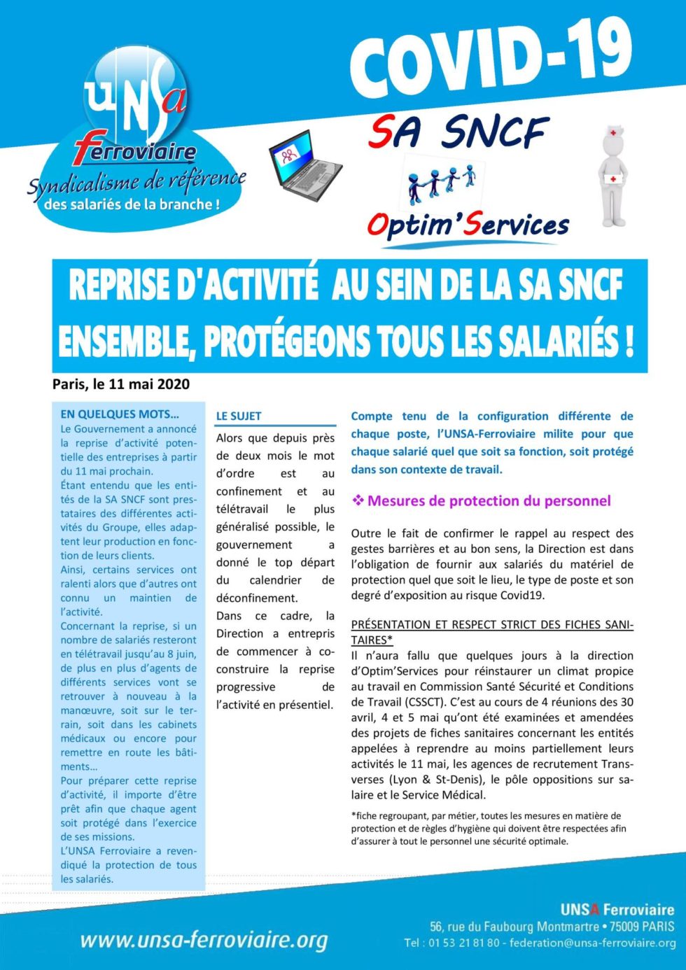 Reprise d'activité Optim'Services - UNSA-Ferroviaire