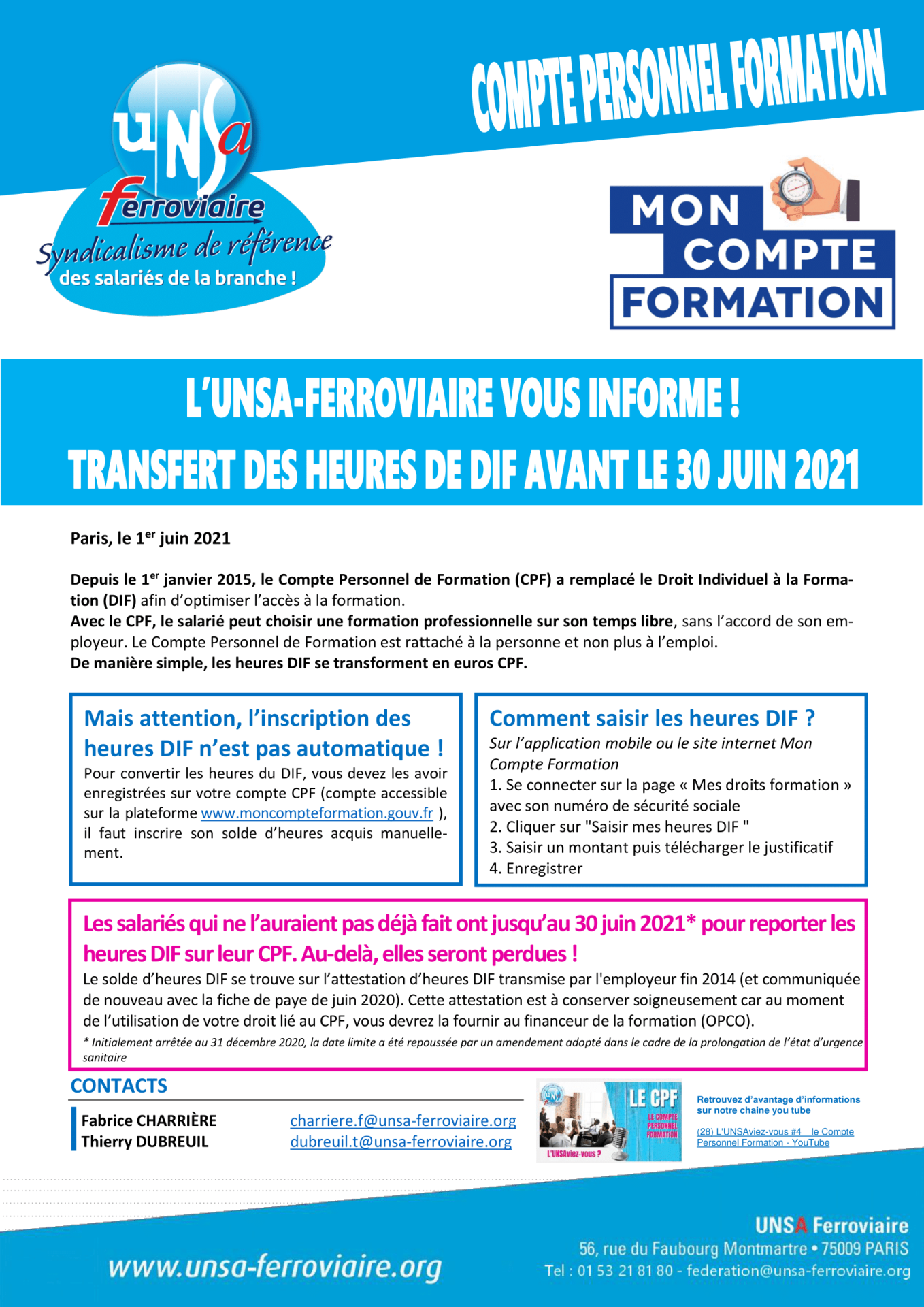 Mon compte formation - UNSA-Ferroviaire
