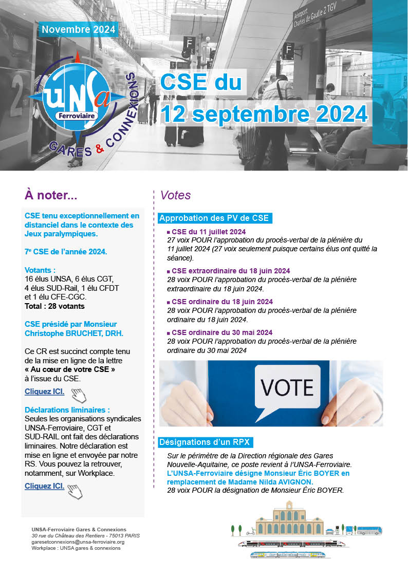 UNSA G&C CSE du 12 septembre 2024