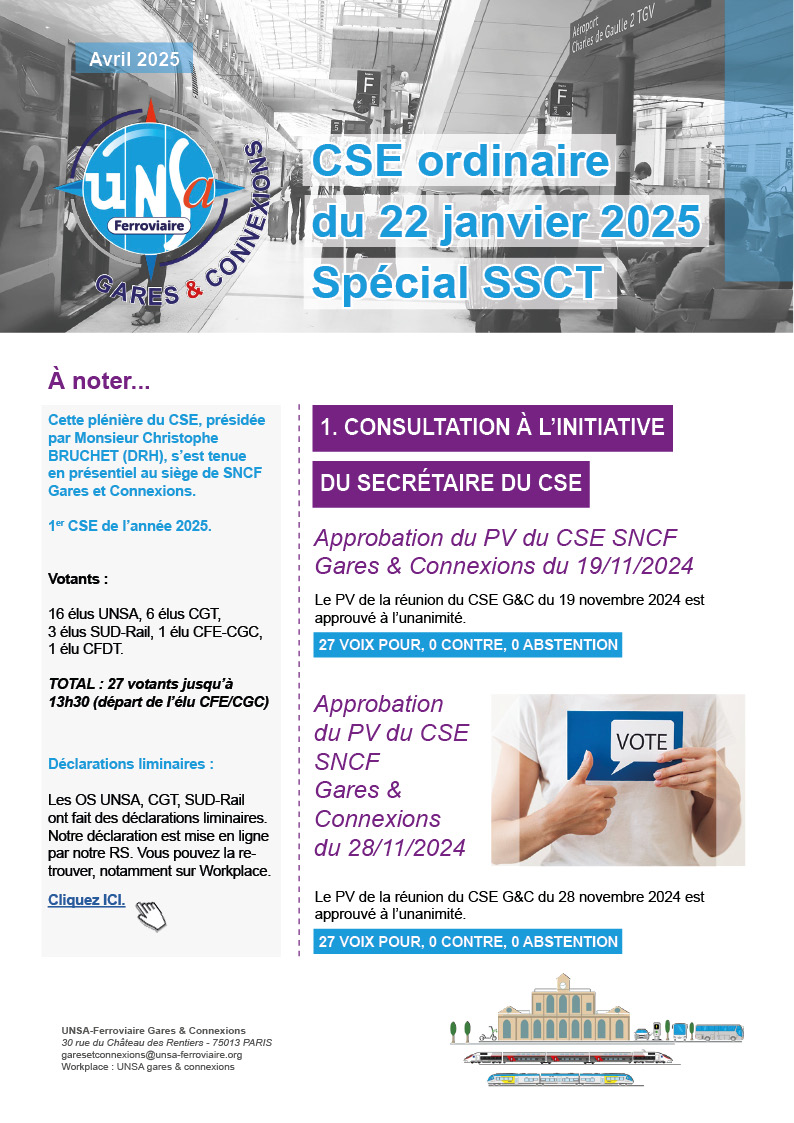 CSE G&C ordinaire du 22 janvier 2025 Spécial SSCT