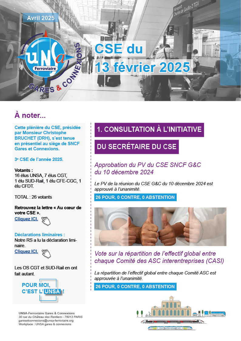 Compte-rendu du CSE G&C ordinaire du 27 mai 2025