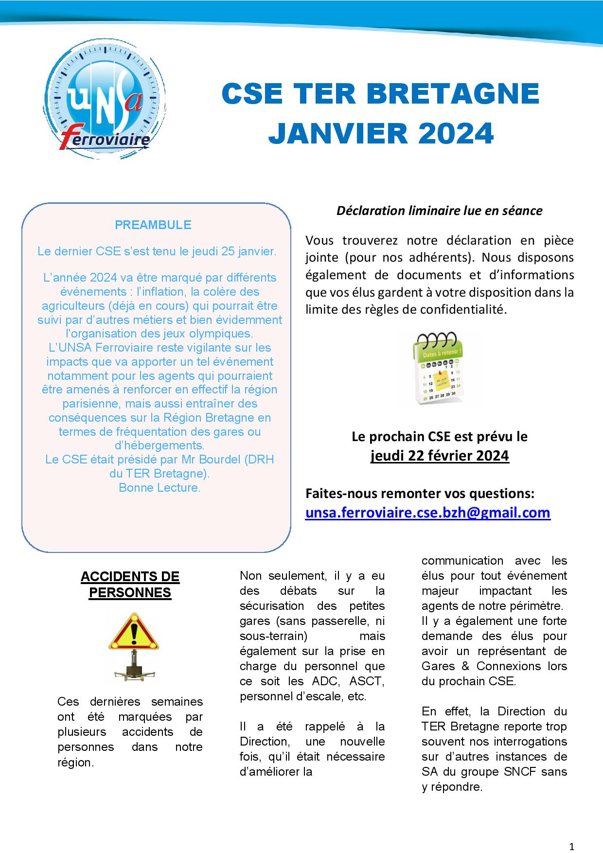 CSE Voy - TER Bretagne - UNSA-Ferroviaire